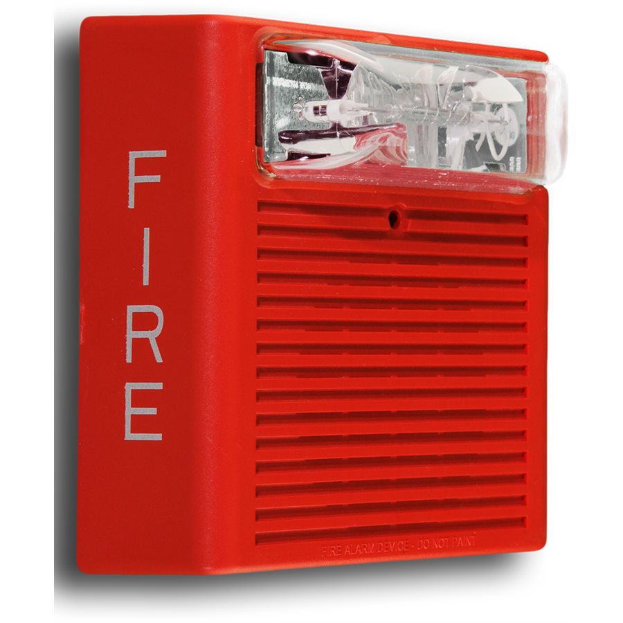 Weatherproof 24VDC Horn Strobe, 75CD, Wall Mount, Red (WPBB-R Backbox ...